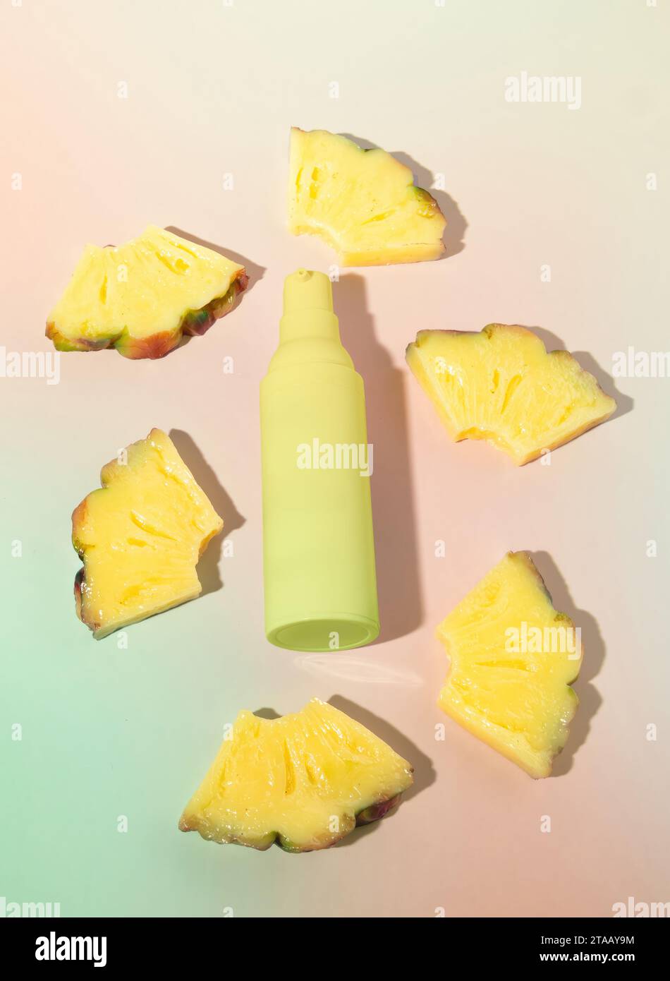 Slices of Fruit Pineapple Slices with Beauty Serum Lotion Bottle, Top ...