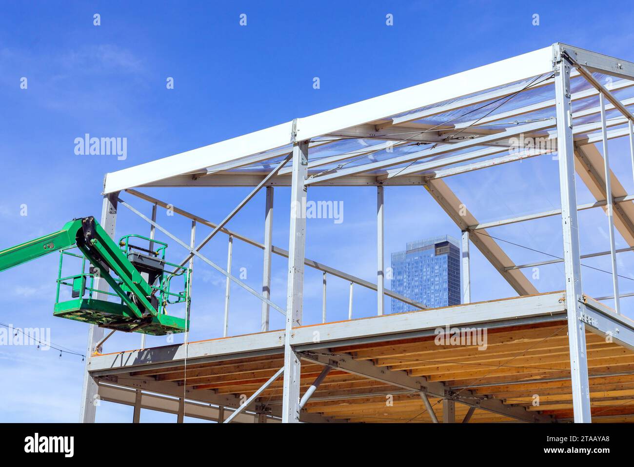 Currently, steel framework frame beams are being erected for an ...