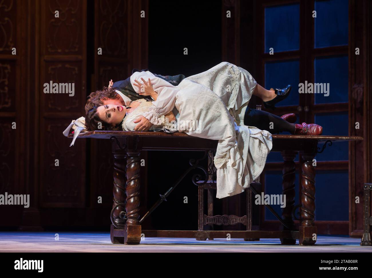 Malaga, Spain. 29th Nov, 2023. Actors perform on the stage as they take ...