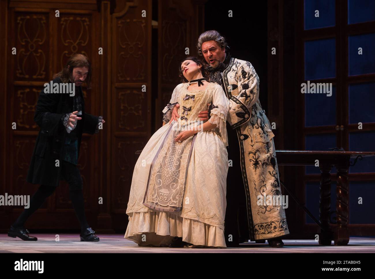Malaga, Spain. 29th Nov, 2023. Actors perform on the stage as they take ...