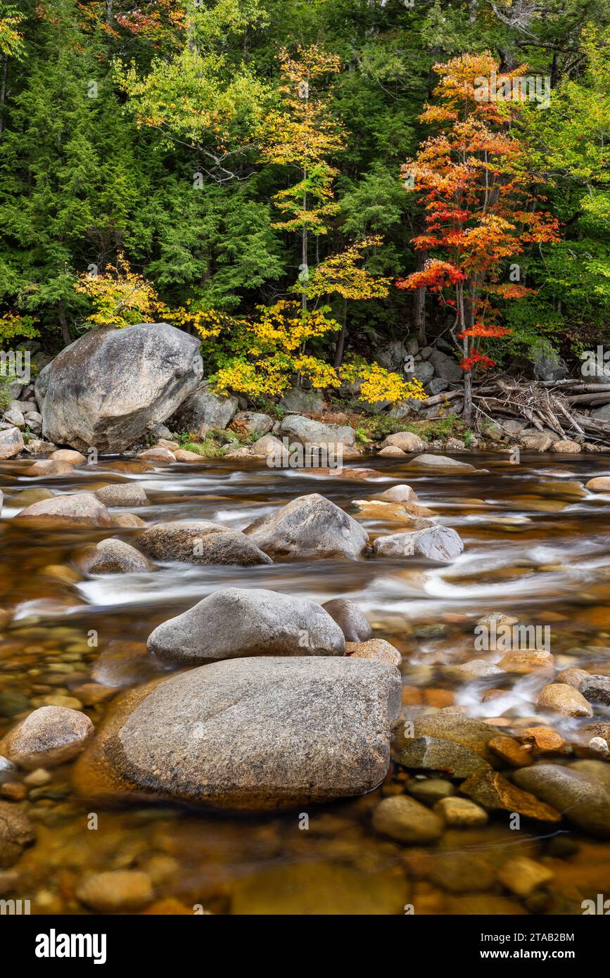 Fall color at Rocky Gorge Scenic Area, Kancamagus Highway, White ...