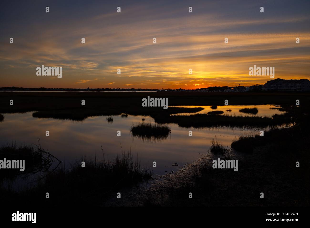 Sunset over Cedar Creek and Cape May Harbor, Cape May, New Jersey Stock ...