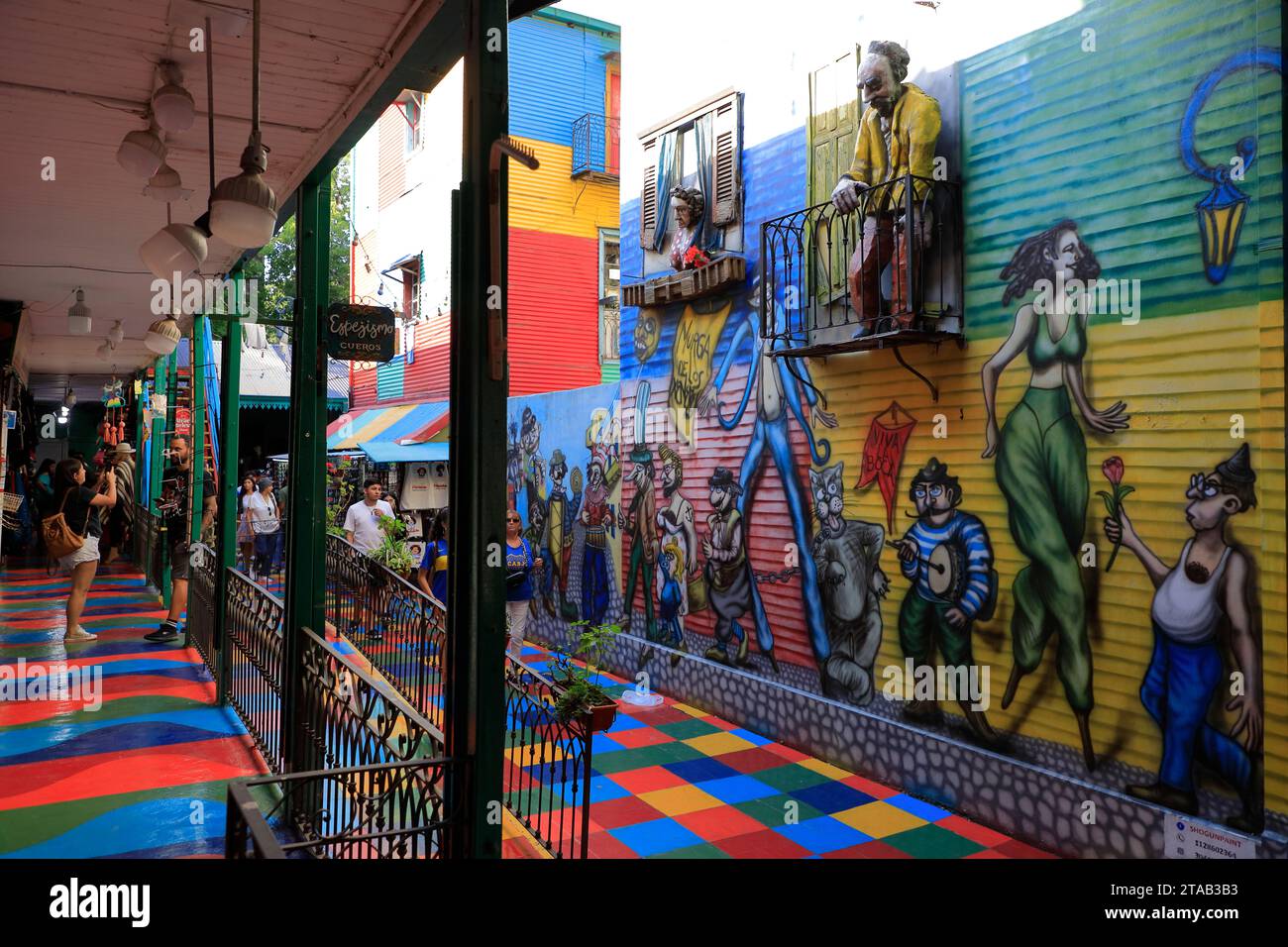 Murals on the exterior wall of a historic tenement building in La Boca ...