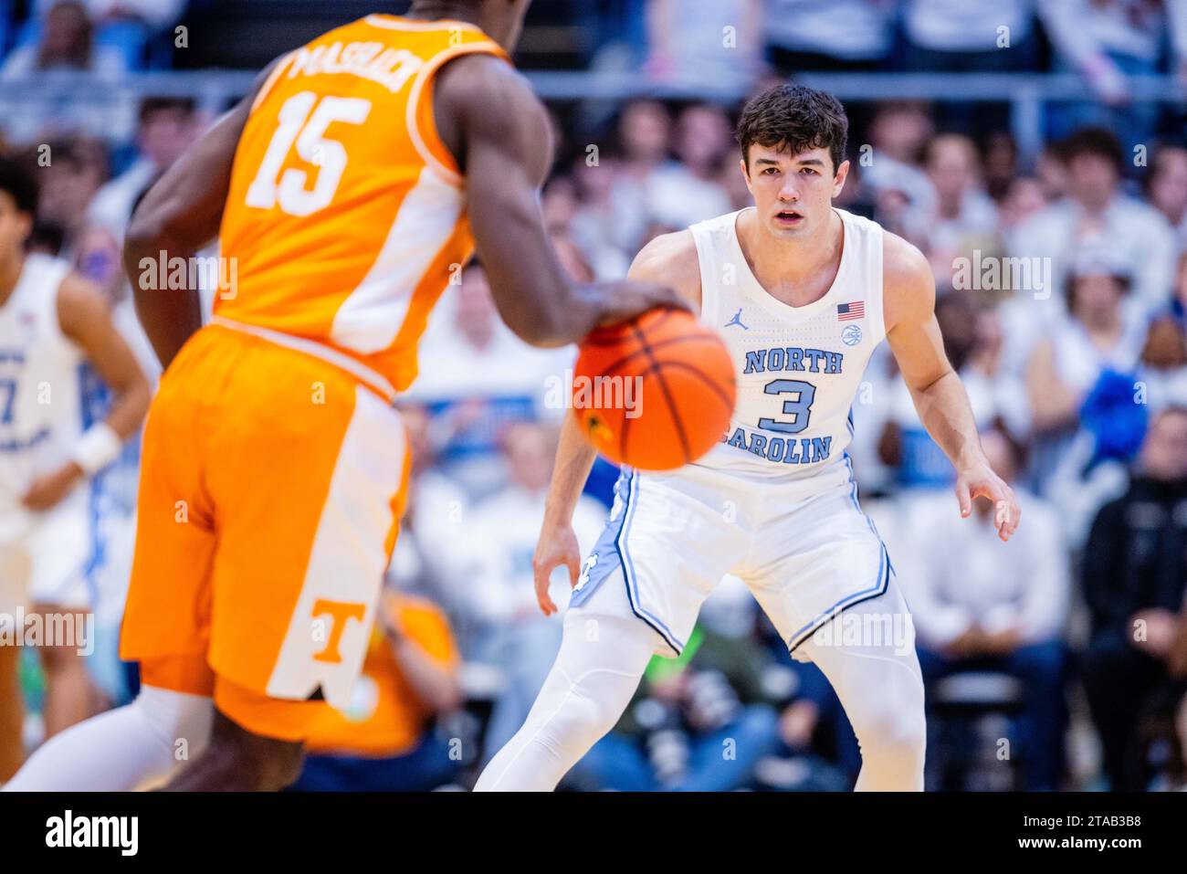 Chapel Hill, NC, USA. 29th Nov, 2023. North Carolina Tar Heels guard ...