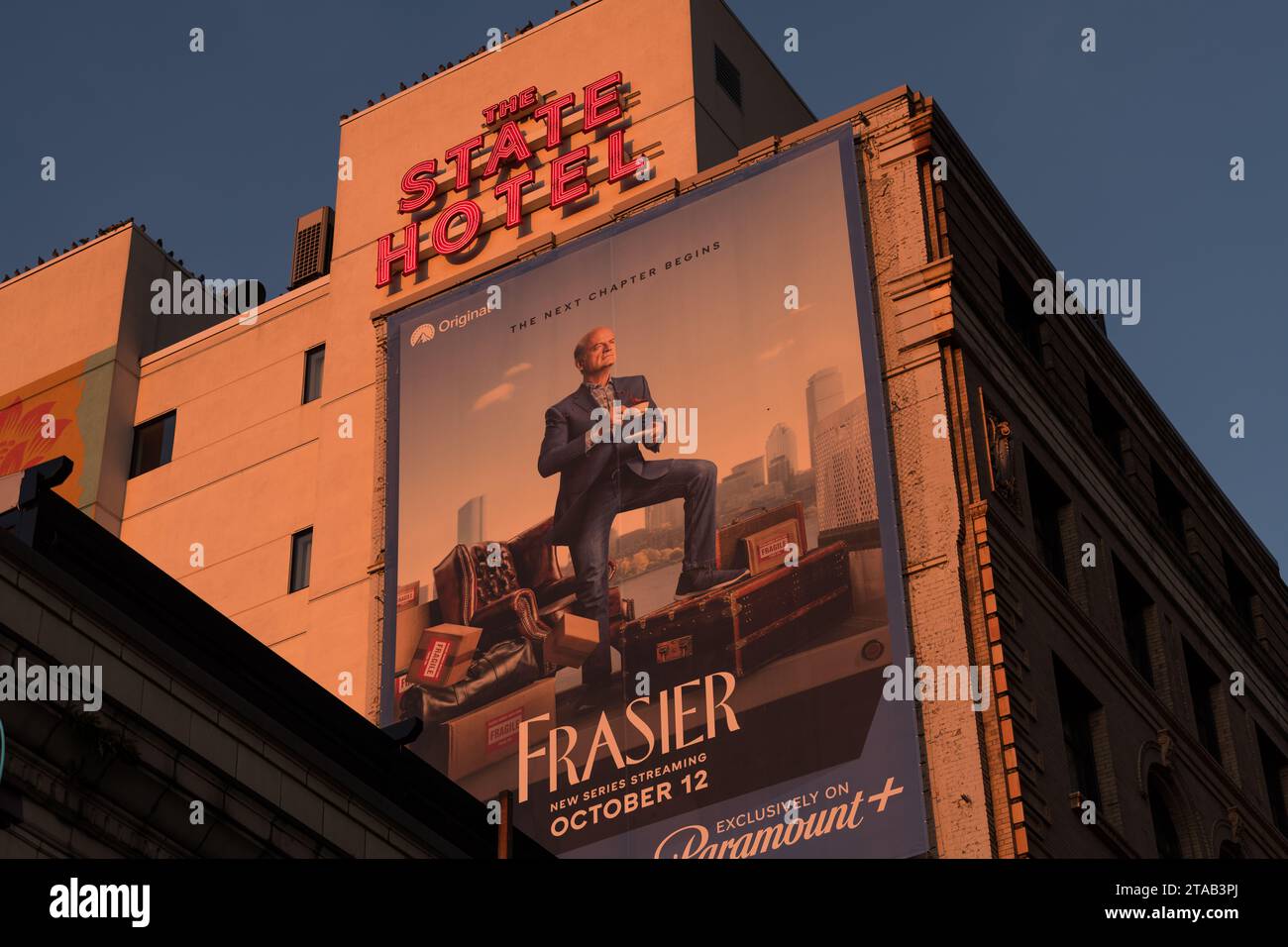 Seattle, USA. 16 Nov, 2023. A A large Fraisier billboard by Pike Place ...