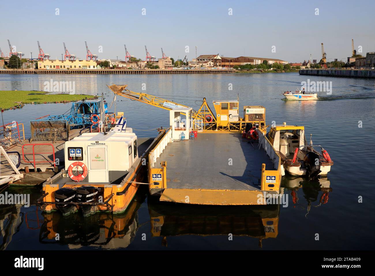 The view of Riachuelo River from the riverwalk in La Boca district ...