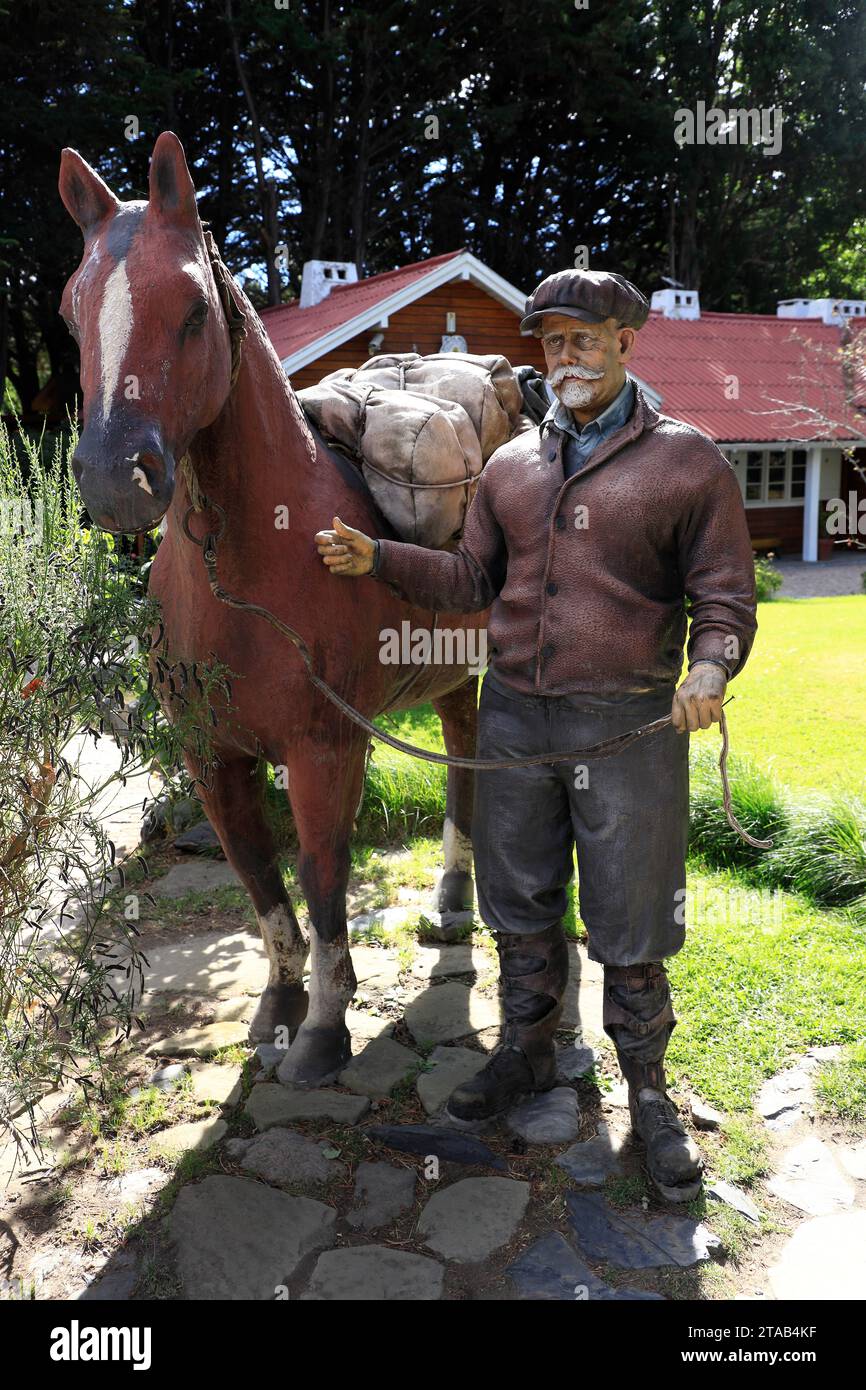 The statue of prominent Argentine explorer Francisco Moreno aka Perito ...