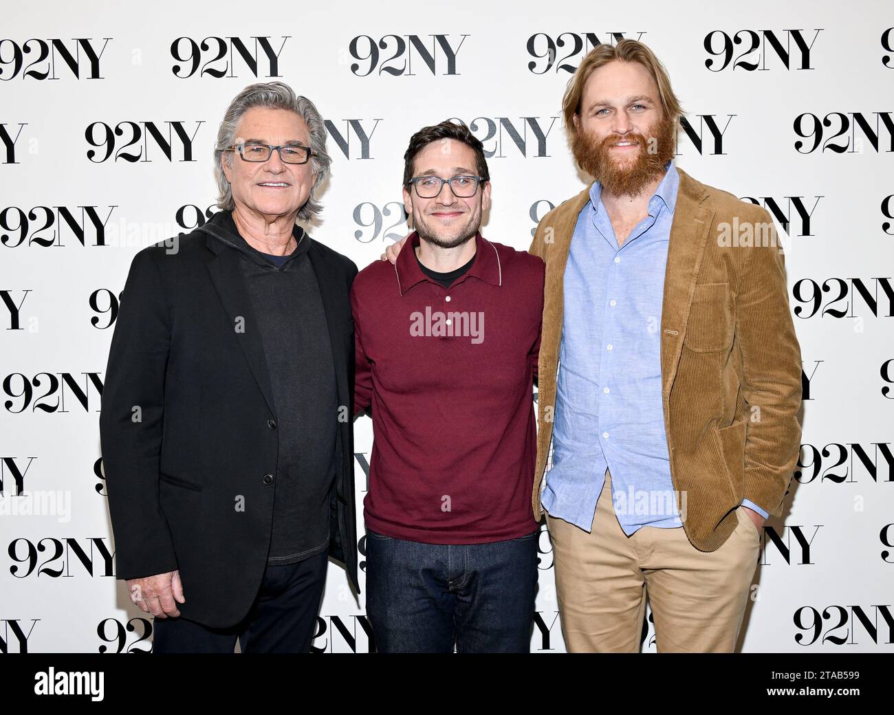 Kurt Russell, left, Josh Horowitz and Wyatt Russell pose together ...