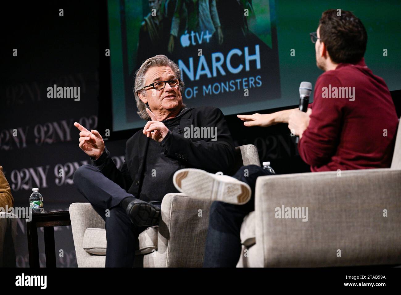 Kurt Russell, left, talks with Josh Horowitz about the AppleTV+ ...