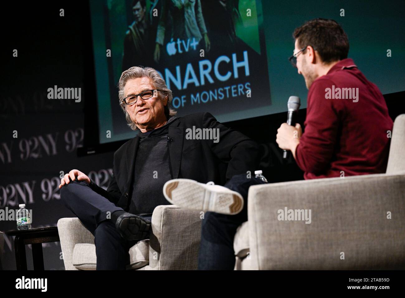 Kurt Russell, left, talks with Josh Horowitz about the AppleTV+ ...