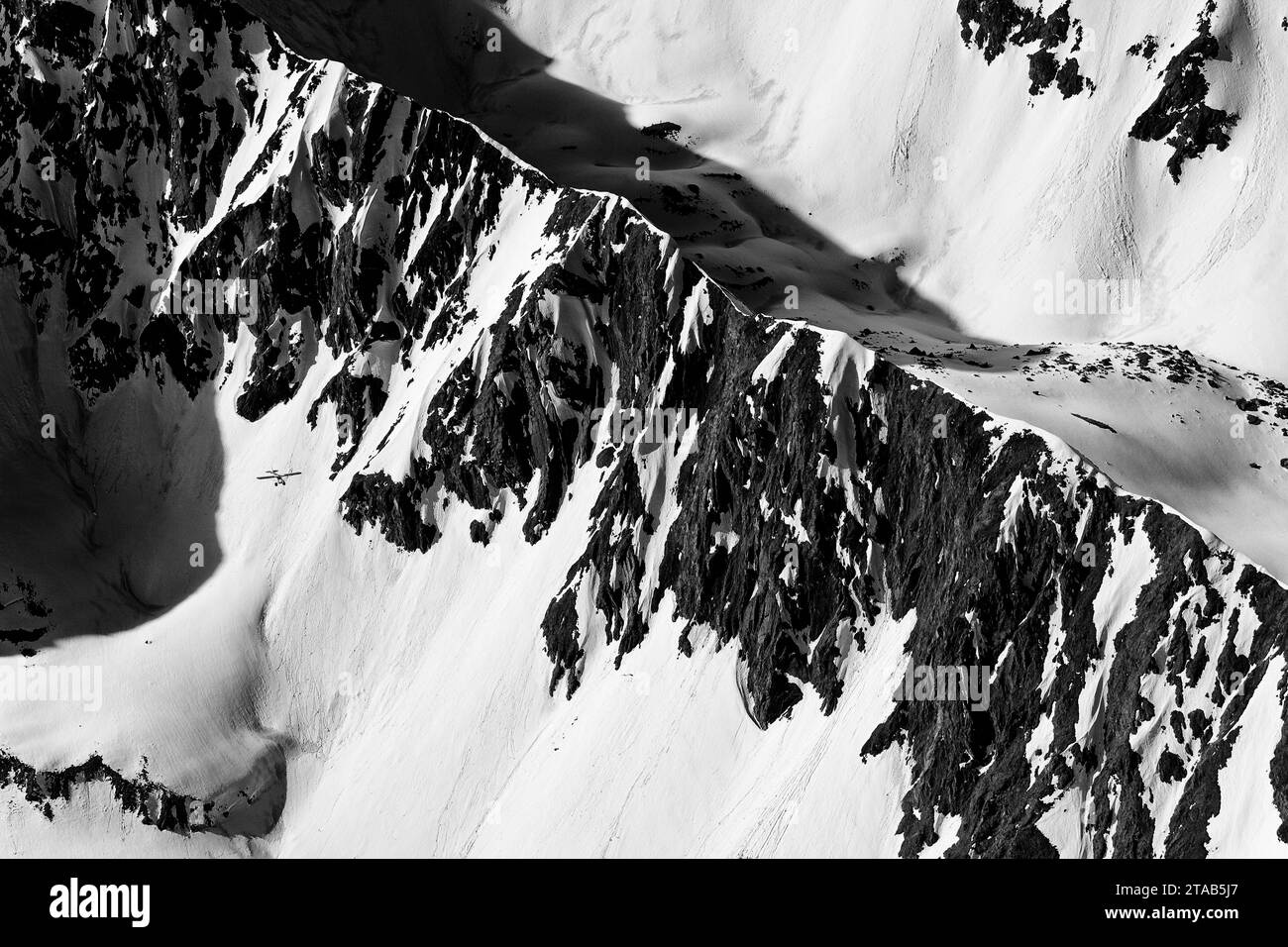 Aerial view of snowy mountains, Chugach State Park, Anchorage, Alaska ...