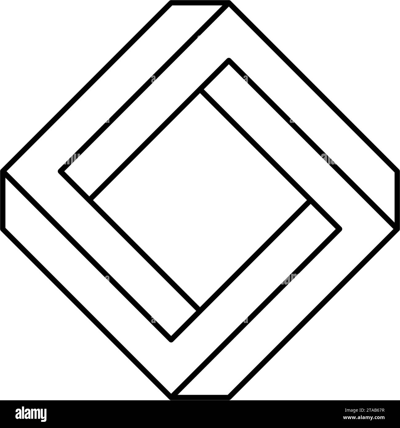 Impossible square shape. Optical visual illusion. Rectangular Infinite ...