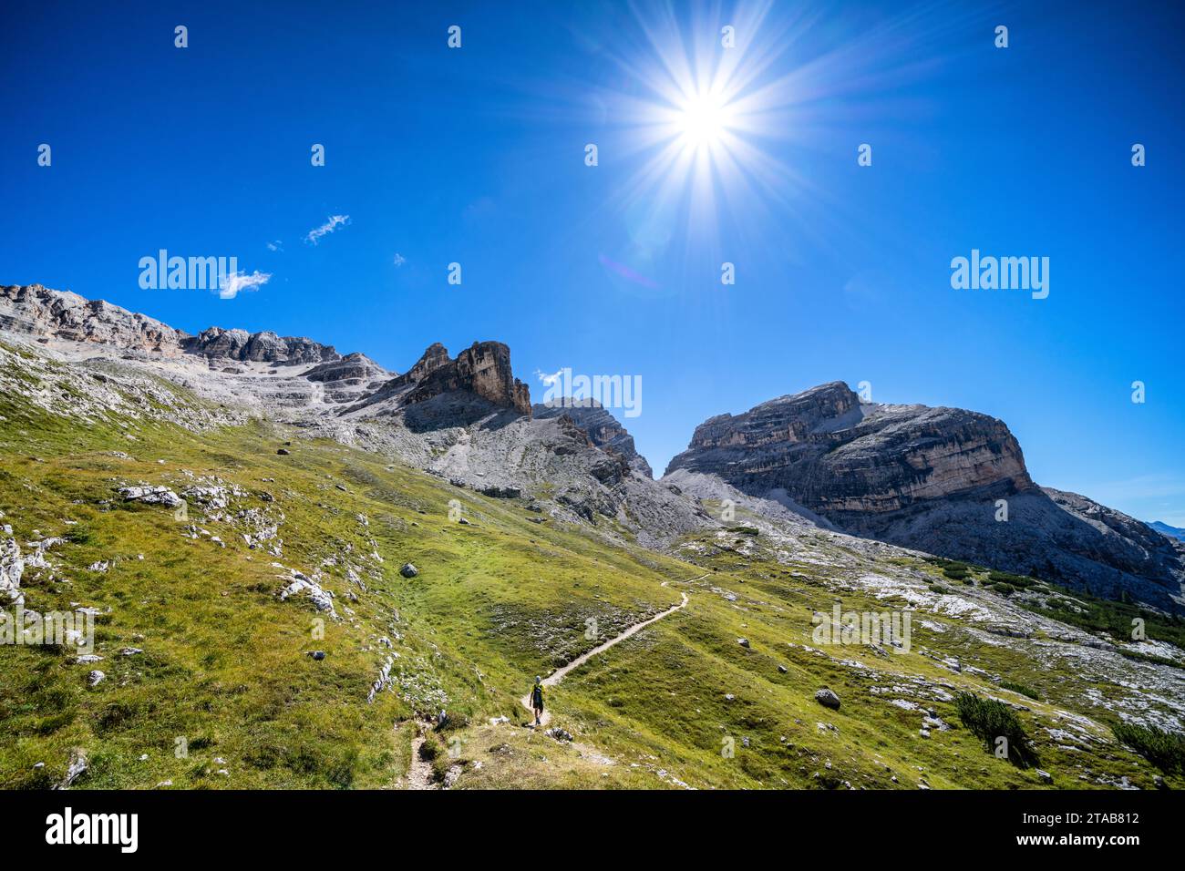 Hiking on Alta Via 1 route, Badia, Italy Stock Photo - Alamy