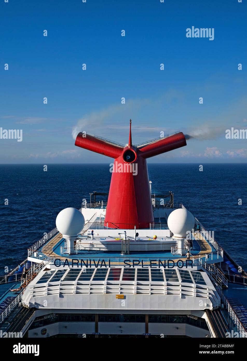 South Pacific Cruise / View of upper deck and funnel of the Carnival ...
