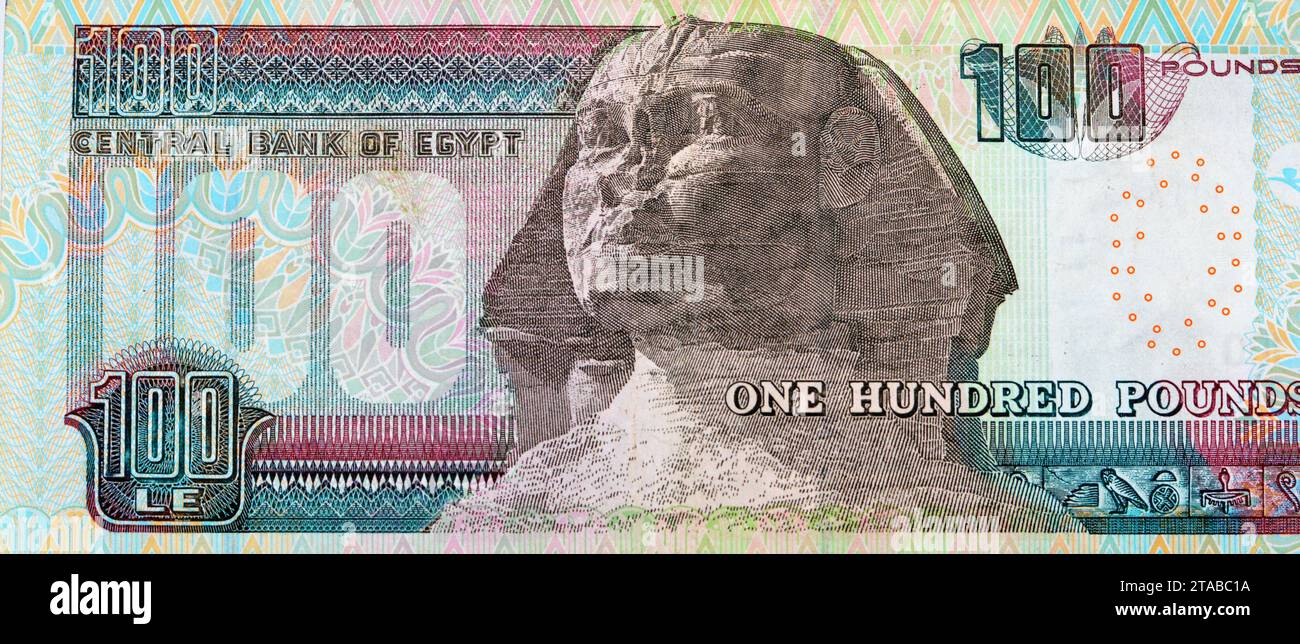 Large fragment of the reverse side of 100 EGP LE one hundred Egyptian ...