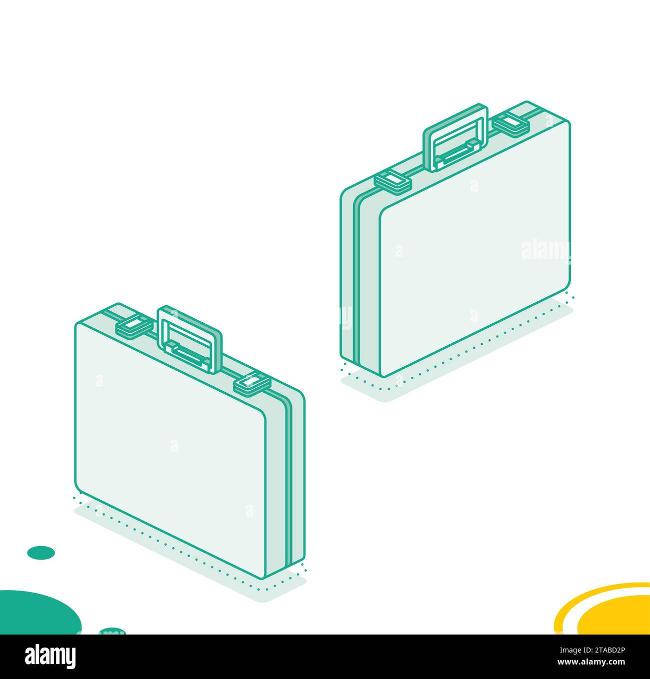 Closed briefcase with handle on white background. Isolated isometric ...