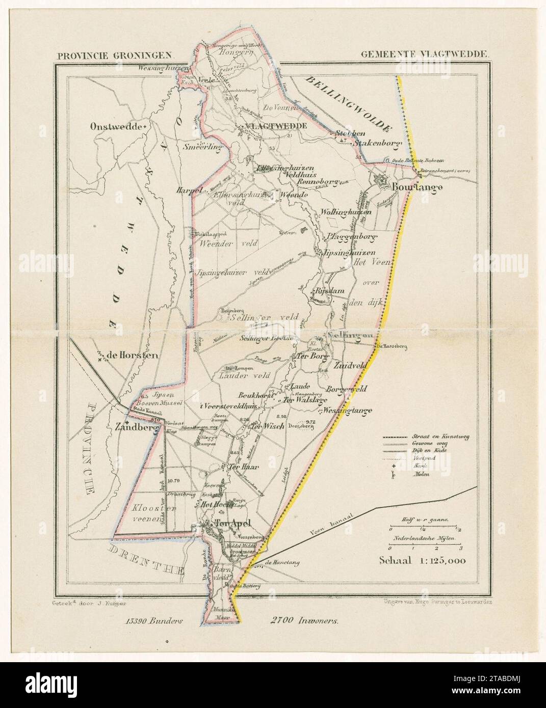 Vlagtwedde, Gemeenteatlas van Nederland Stock Photo - Alamy