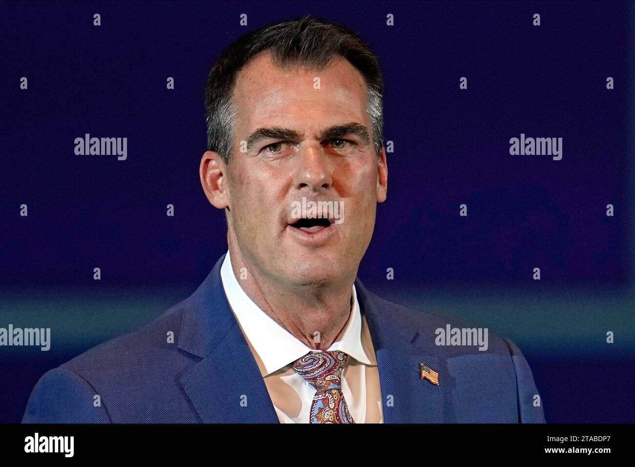 FILE - Oklahoma Gov. Kevin Stitt addresses a campaign rally Nov. 1 ...