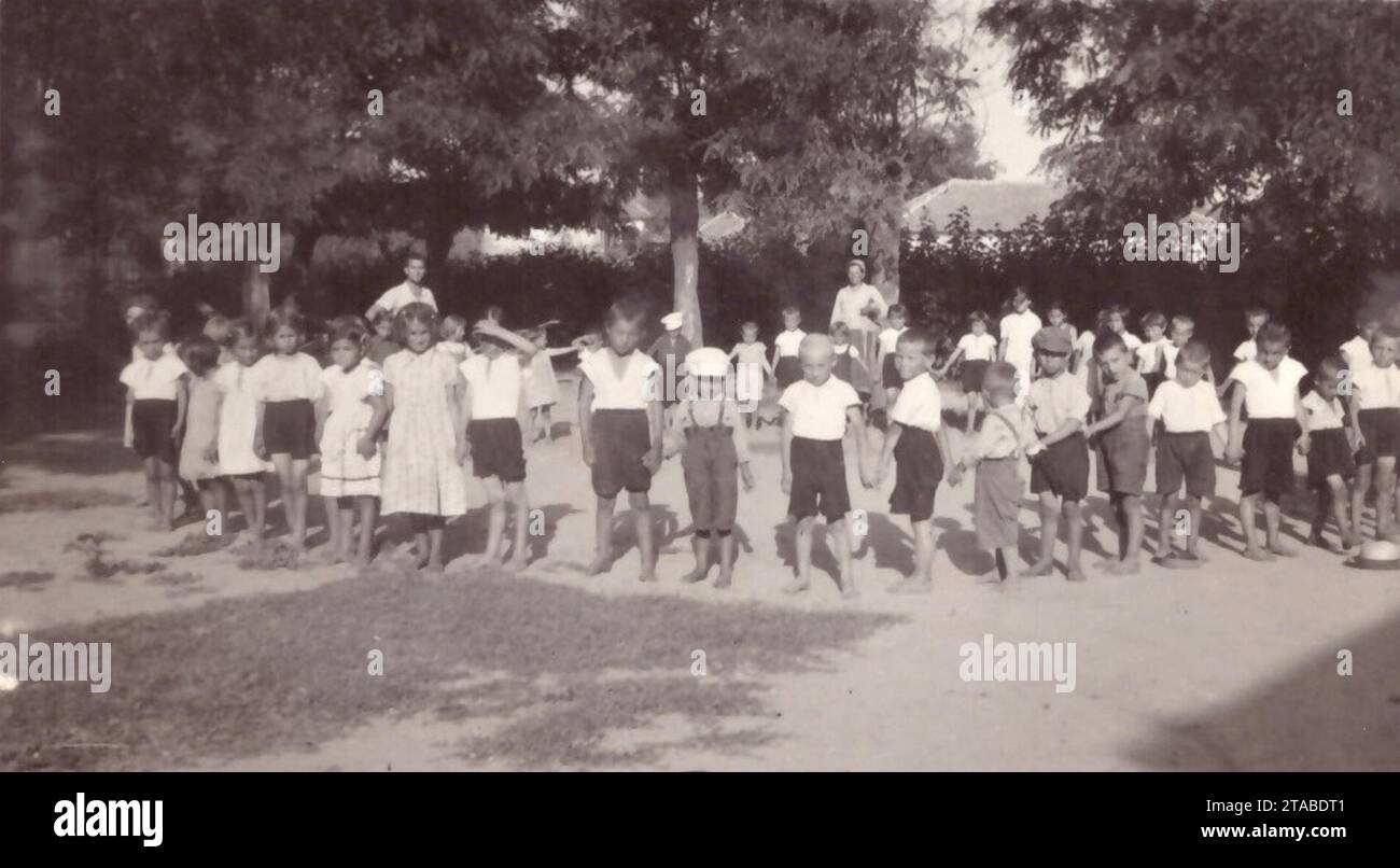 Vlahov and students, play field, 1940 Stock Photo - Alamy