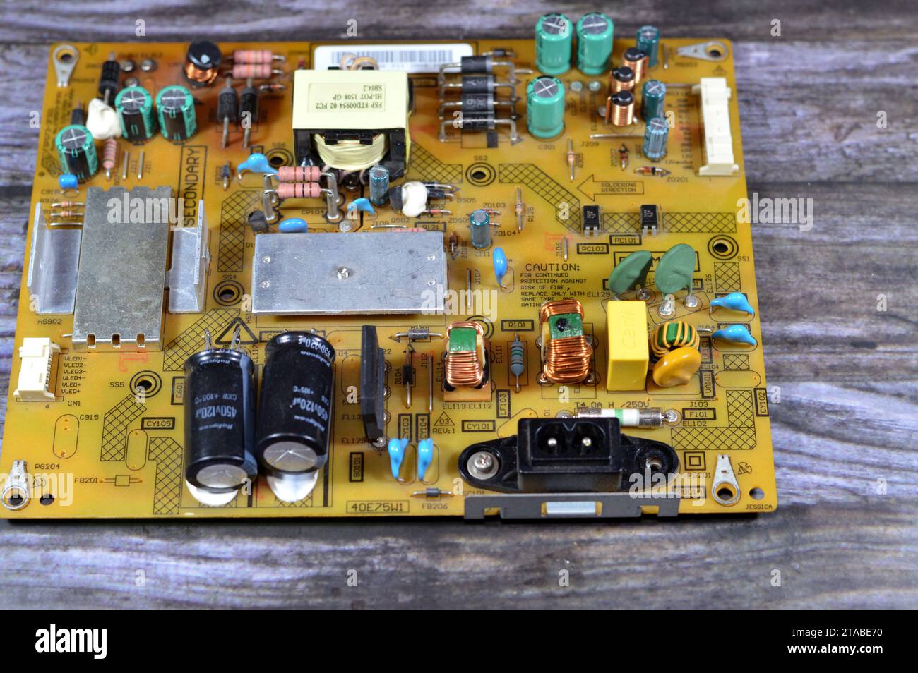 Cairo, Egypt, October 30 2023: interior of LED TV Television main board ...