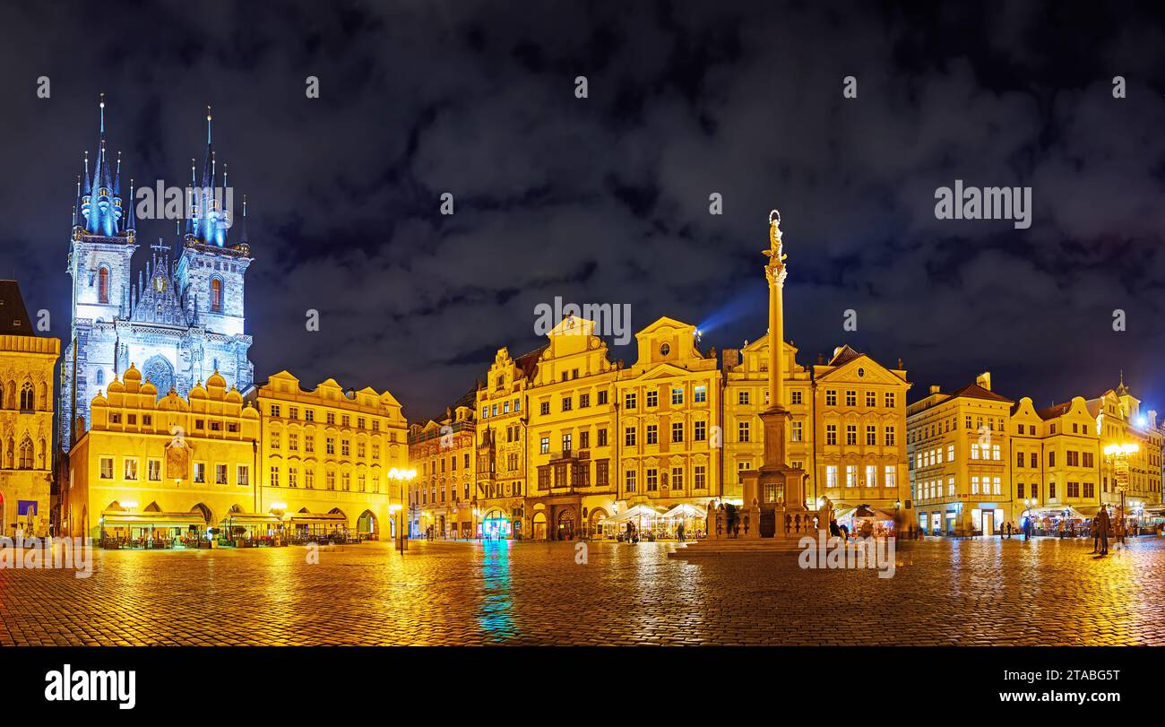 Enjoy the panorama of the evening Old Town Square with Tyn Church ...