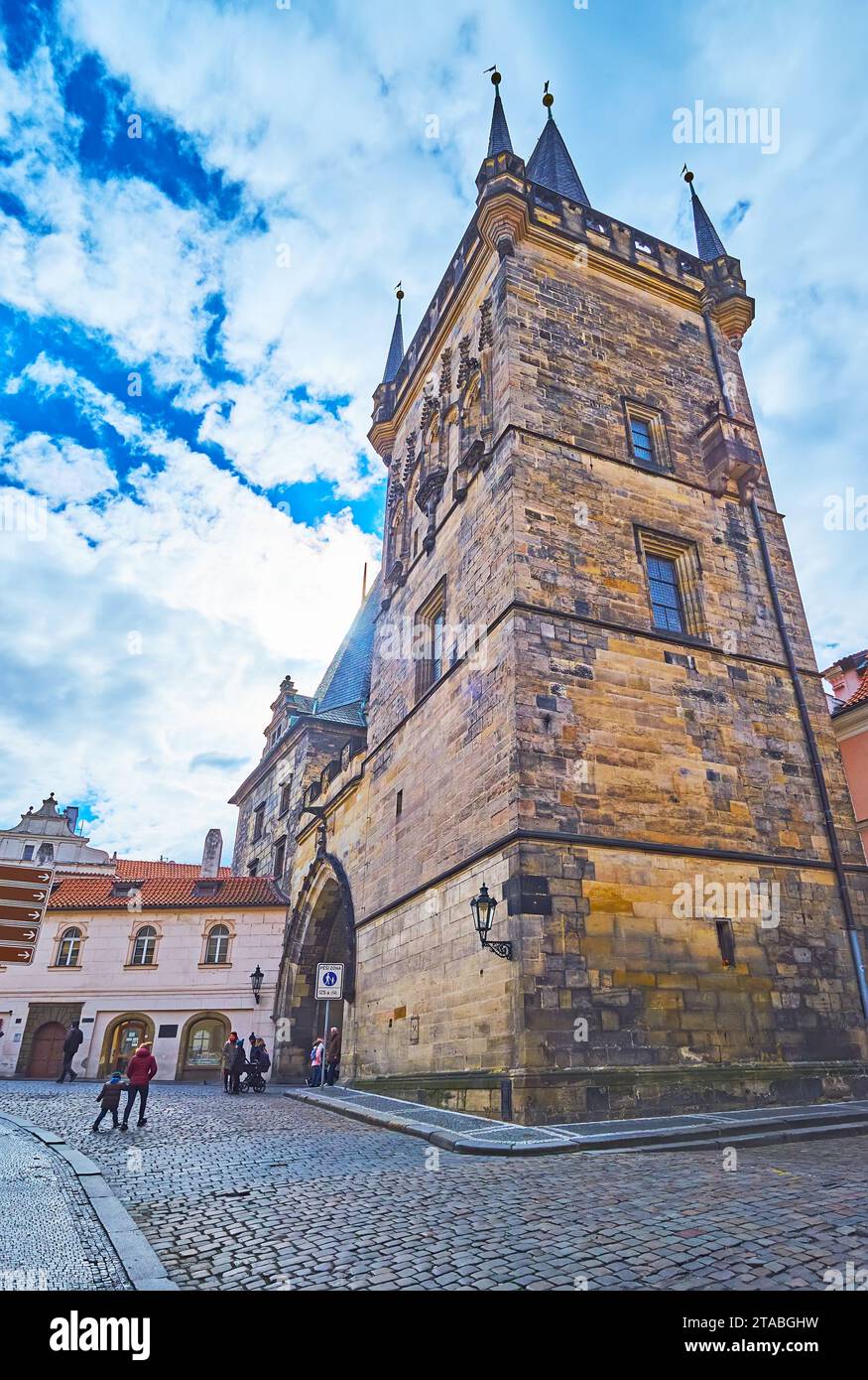 Impressive Gothic Mala Strana Bridge Tower of Charles Bridge, located ...