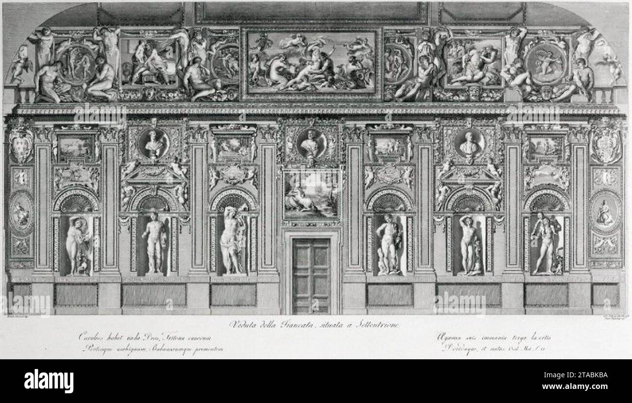 Volpato - View of the north side of the Farnese Gallery with the ...