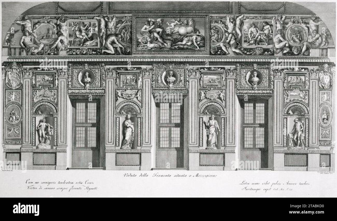Volpato - View of the south side of the Farnese Gallery with the ...