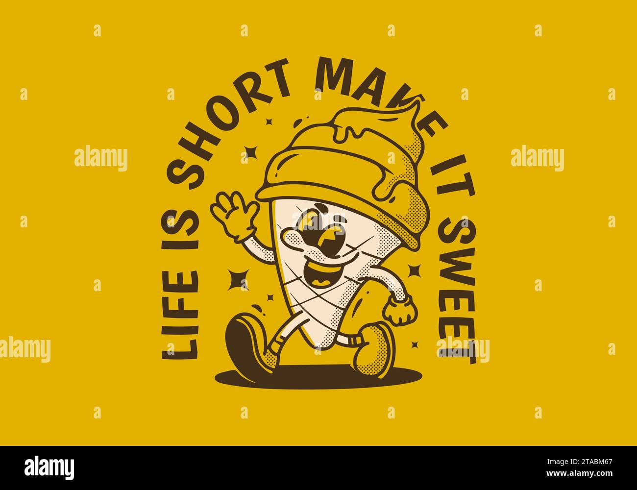 Life is short, make it sweet. Vintage mascot character illustration of ...