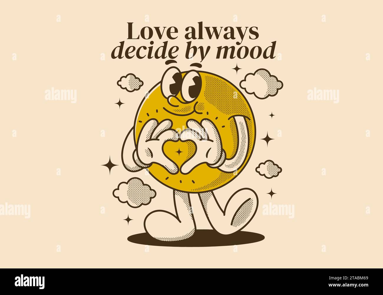 Love always decide by mood. Ball head character with happy face, hands ...