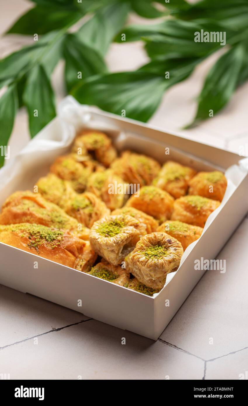 Assortment of Turkish baklava dessert in a box Stock Photo - Alamy