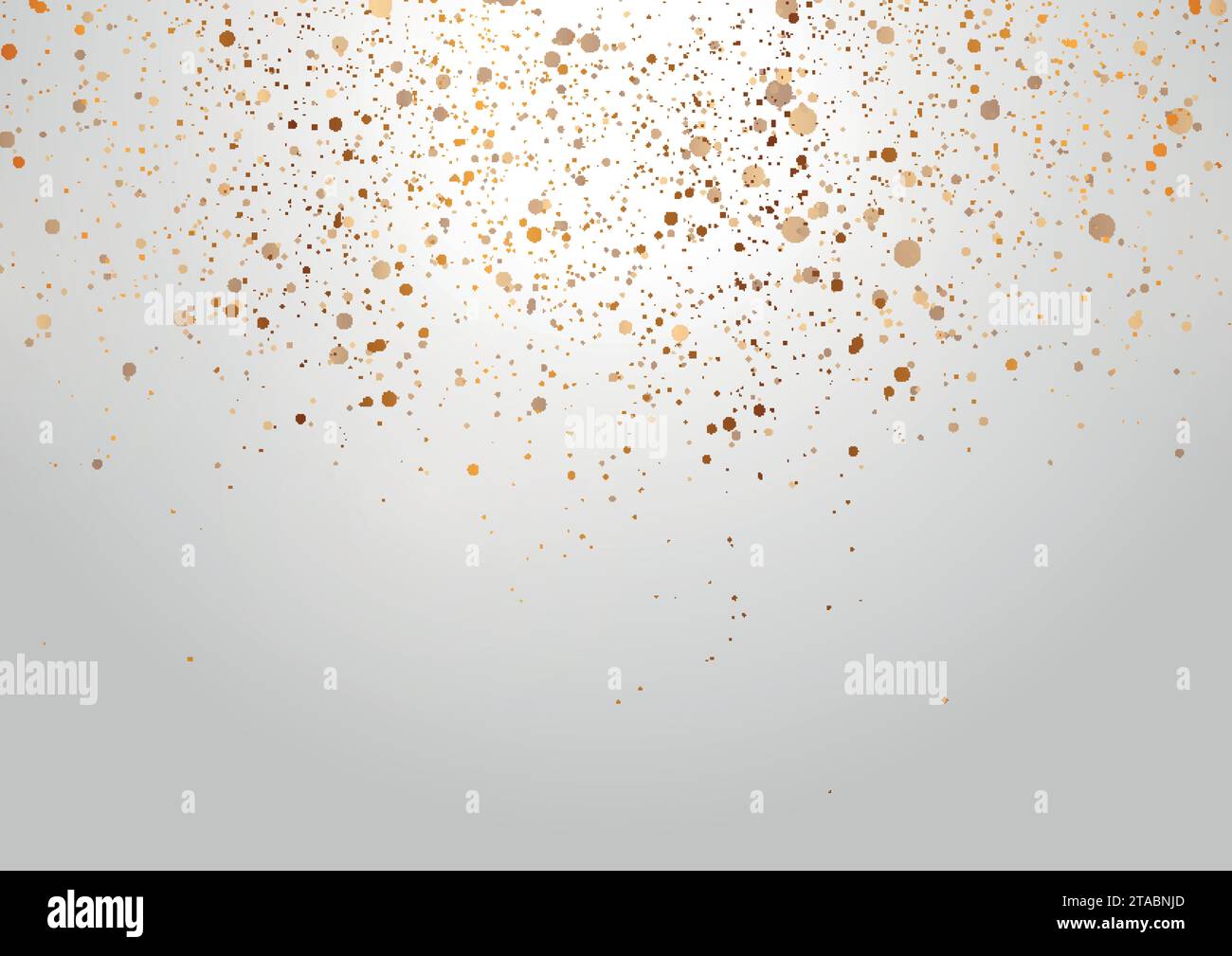 Golden shiny sparkling particles on light grey background. Vector ...