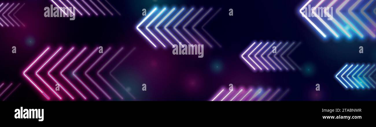 Bright blue purple abstract neon arrows tech banner design. Futuristic laser sci-fi vector ...