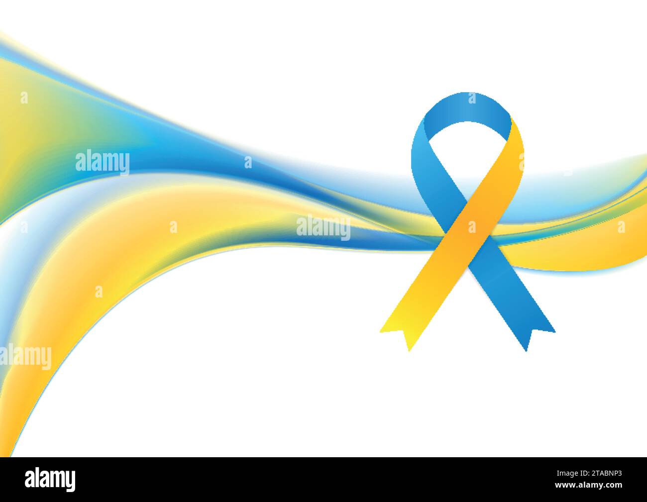 Abstract wavy background with tape, Ukrainian flag colors. Vector ...