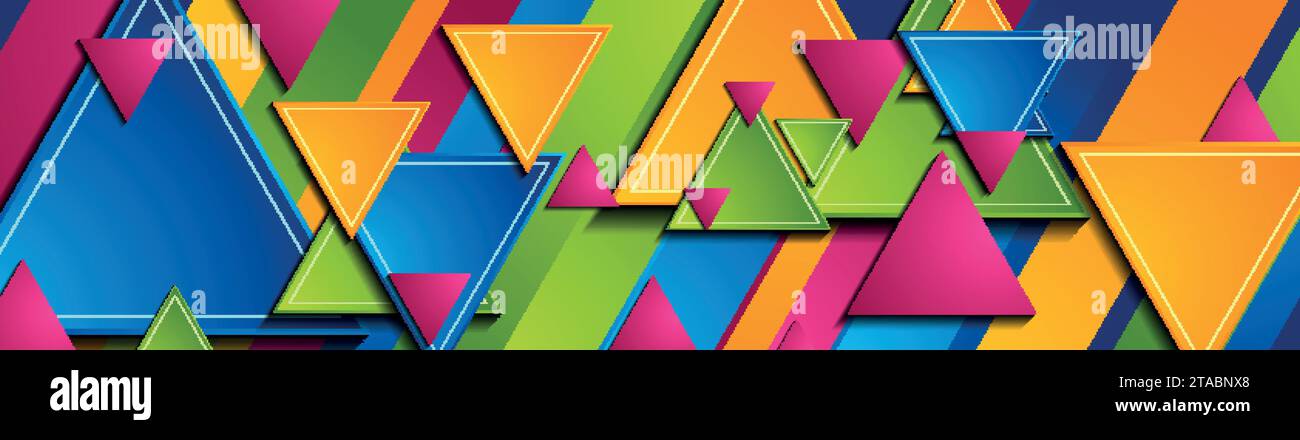 Colorful triangles abstract geometric hi-tech background. Vector banner design Stock Vector ...