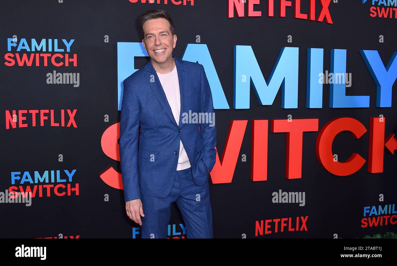 Ed Helms arrives at the premiere of "Family Switch," Wednesday, Nov. 29 ...