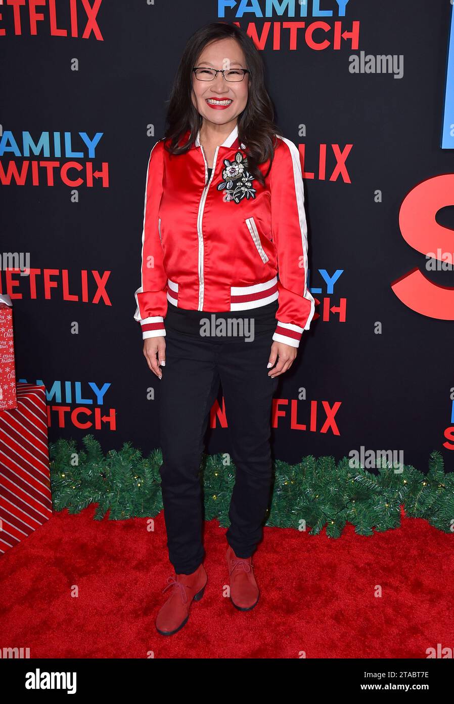 Helen Hong arrives at the premiere of "Family Switch," Wednesday, Nov ...