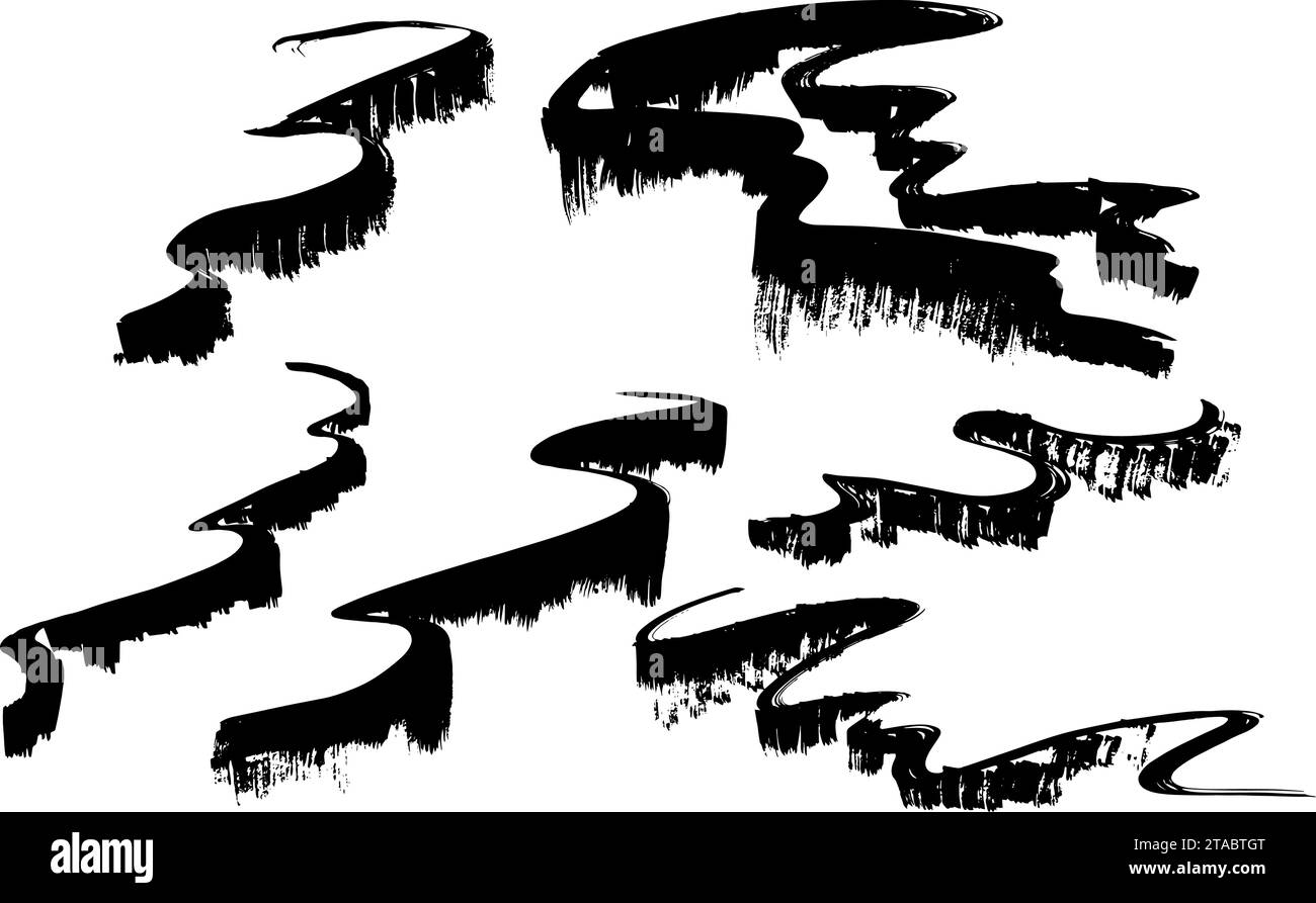 Curve Wave Dry Brush Strokes Set Stock Vector Image & Art - Alamy