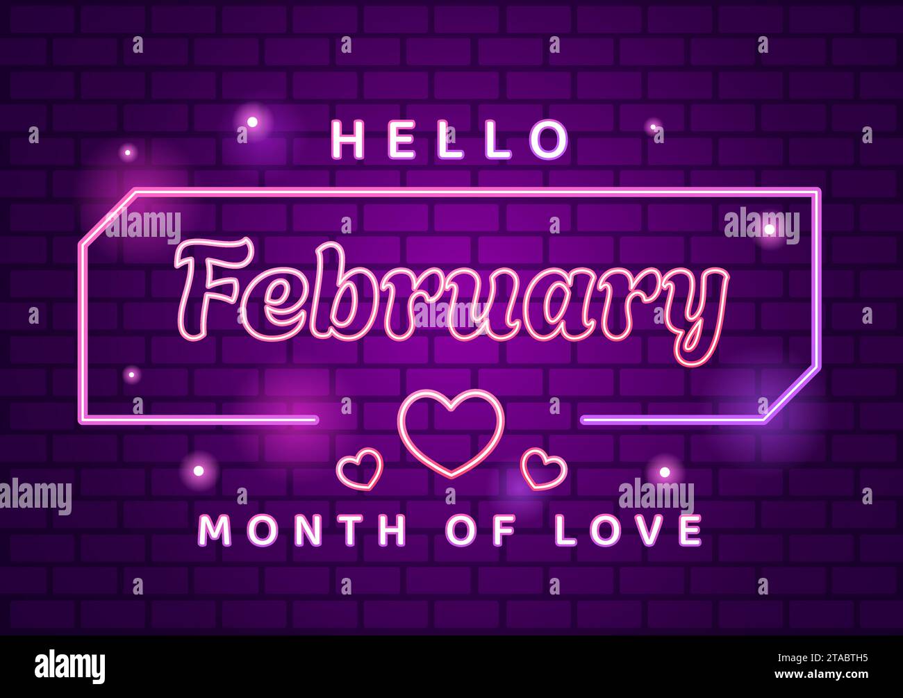 Hello February Month Vector Illustration with Flowers, Hearts, Leaves ...