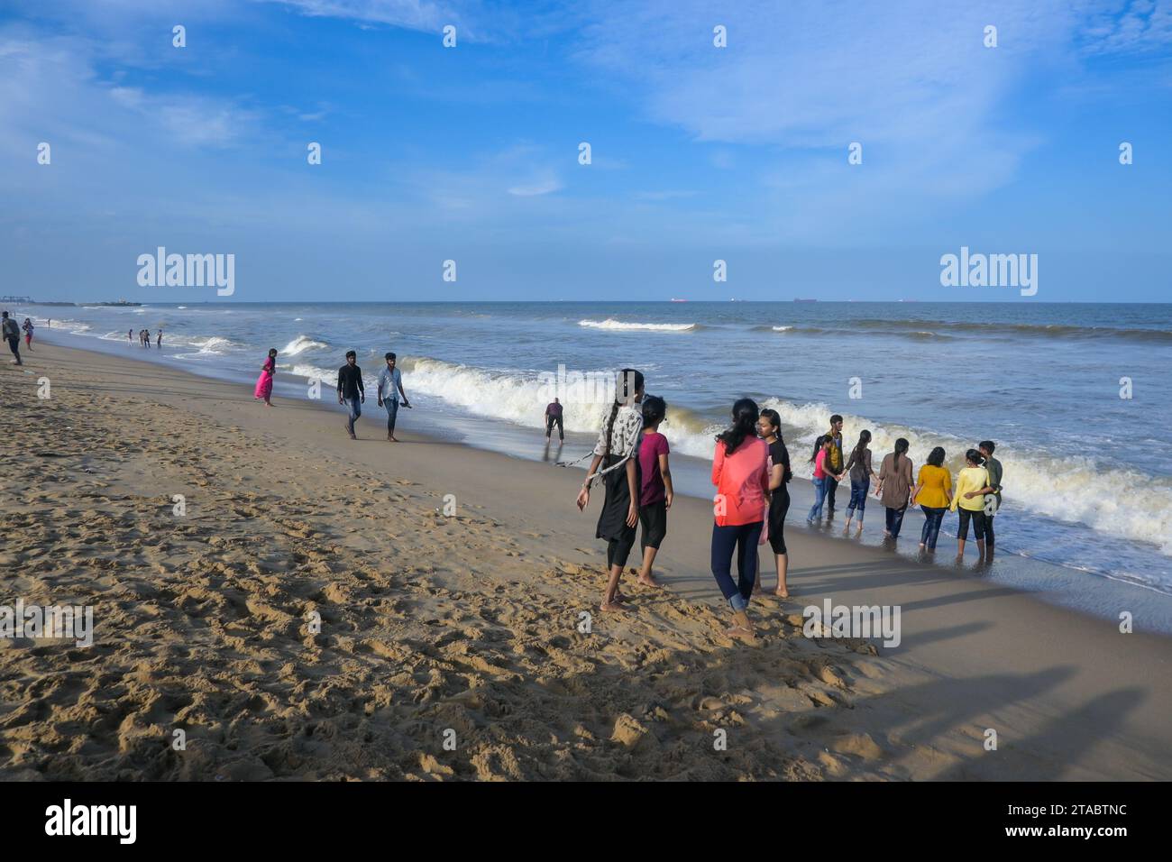 Chennai, India - July 14, 2023: Local people enjoy themselves at the ...