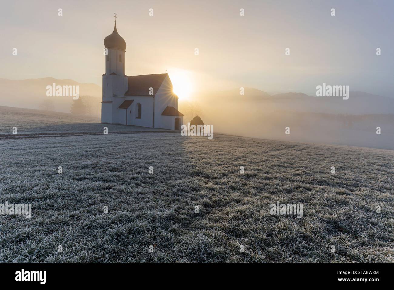 Chapel Saint Johannisrain, in background Zwiesel, Upper Bavaria ...