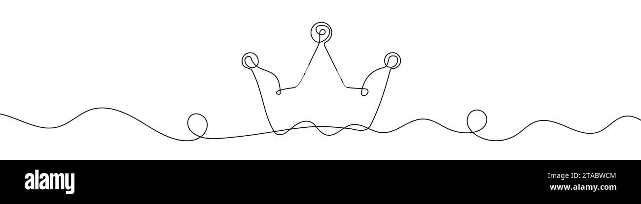 Crown linear background. One continuous line drawing of crown. Vector ...