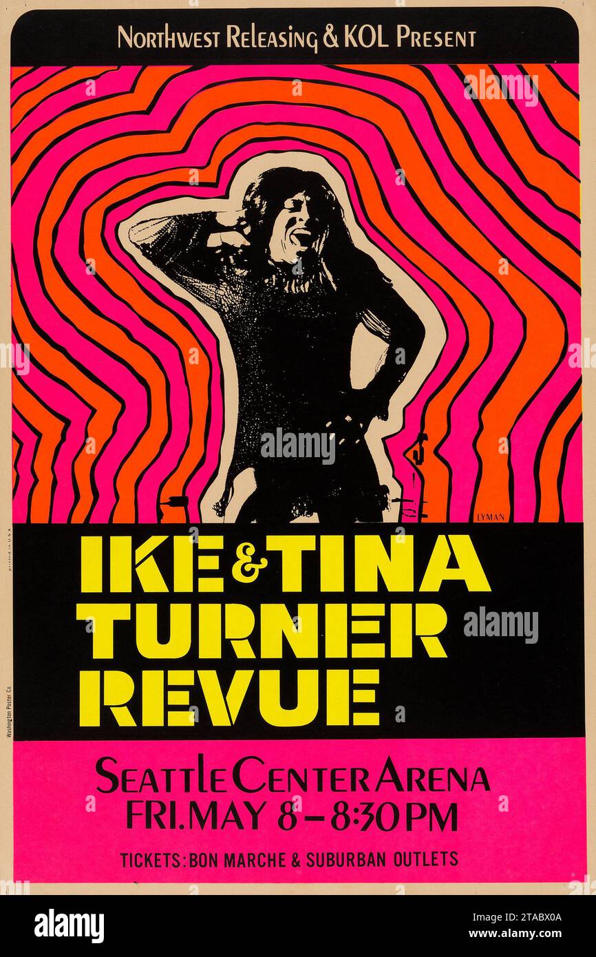 Ike & Tina Turner Revue - Hot Pink Day-Glo poster - Vintage Concert ...