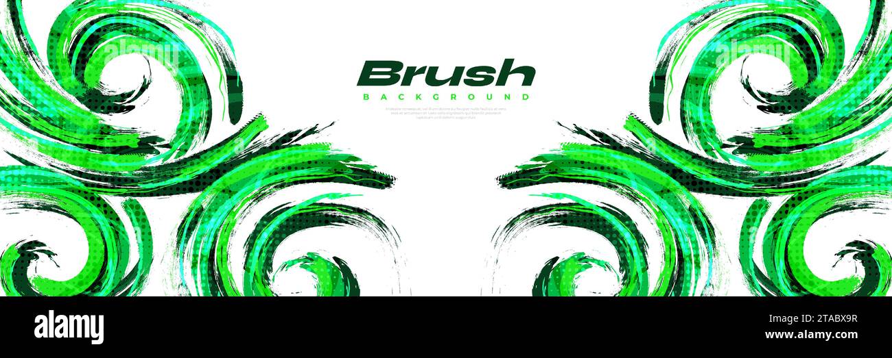 Green Brush Background with Halftone Effect. Sport Background with ...