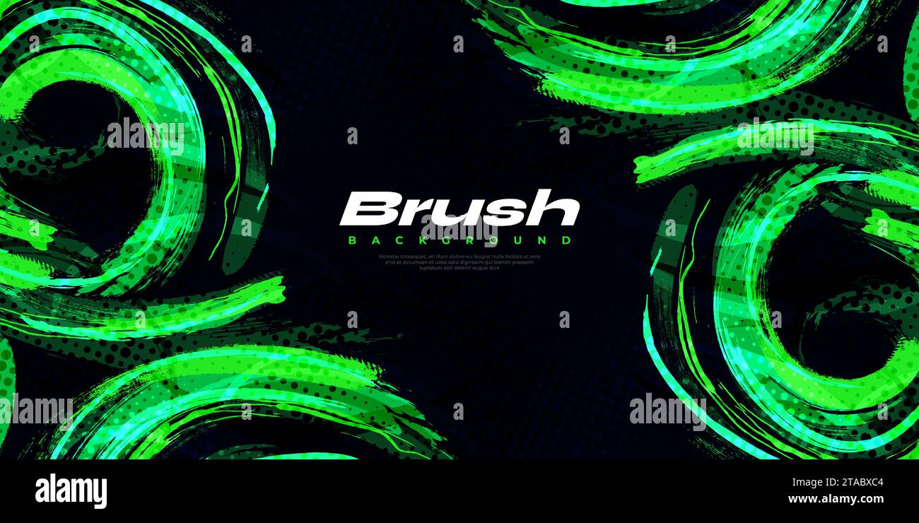 Green Brush Background with Halftone Effect. Sport Background with ...