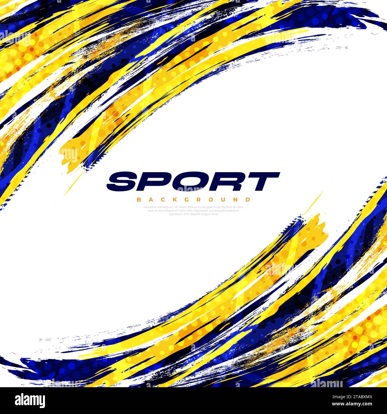 Abstract Blue and Yellow Brush Background with Halftone Effect. Sport ...
