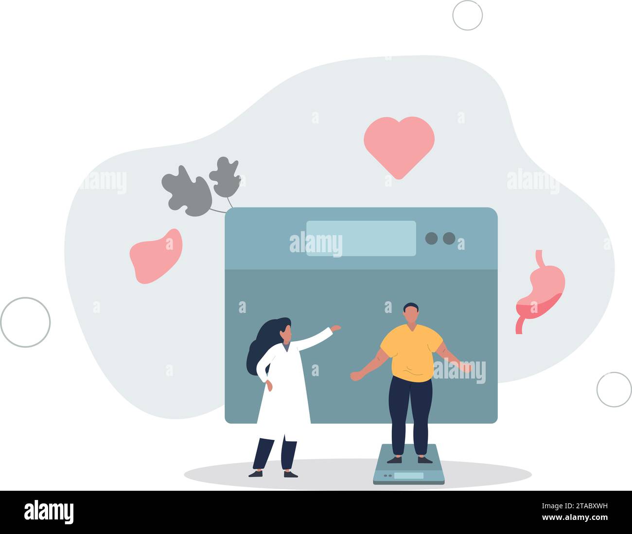 fat man at the doctor.health and weight loss concept.flat vector ...