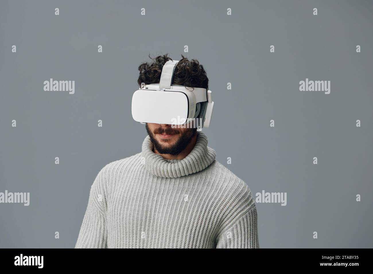 Tech man digital future game reality innovation device headset glasses ...