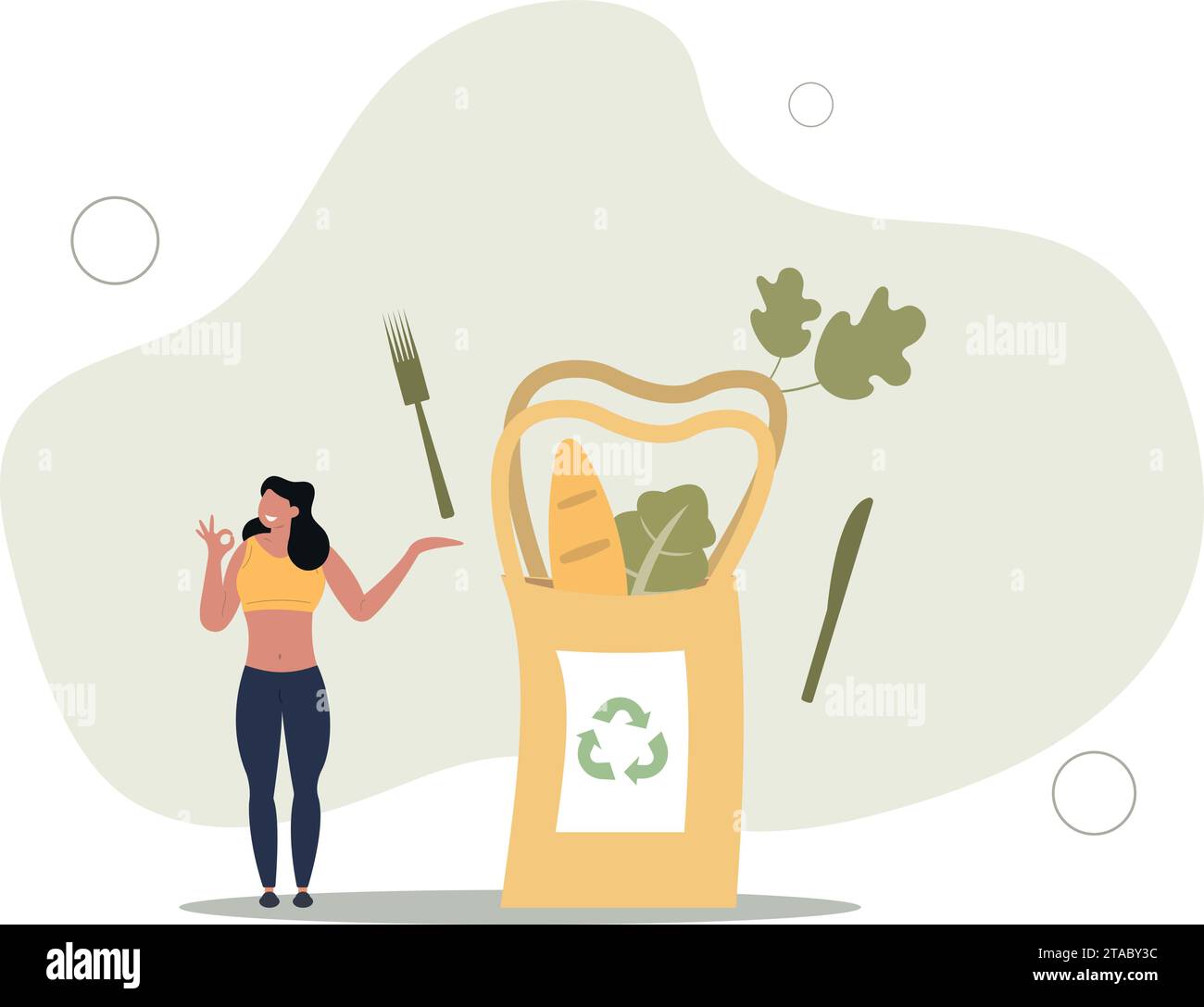 Zero waste lifestyle. Character buying and using eco friendly, no ...