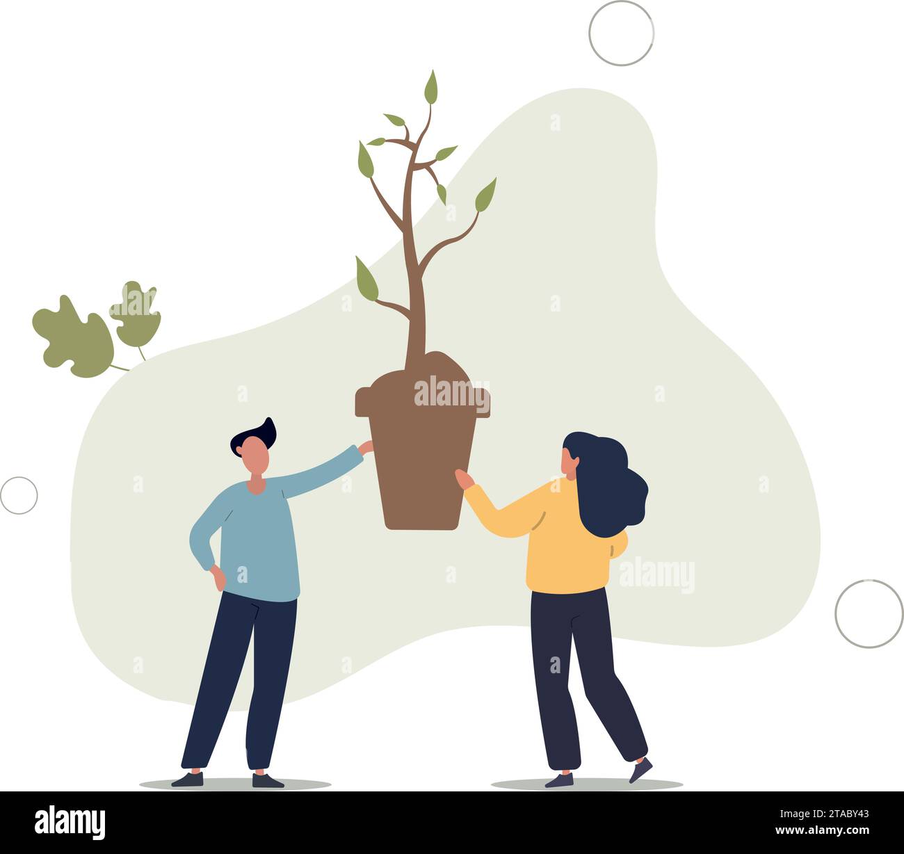 People characters planting tree seedling. Characters trying to save ...